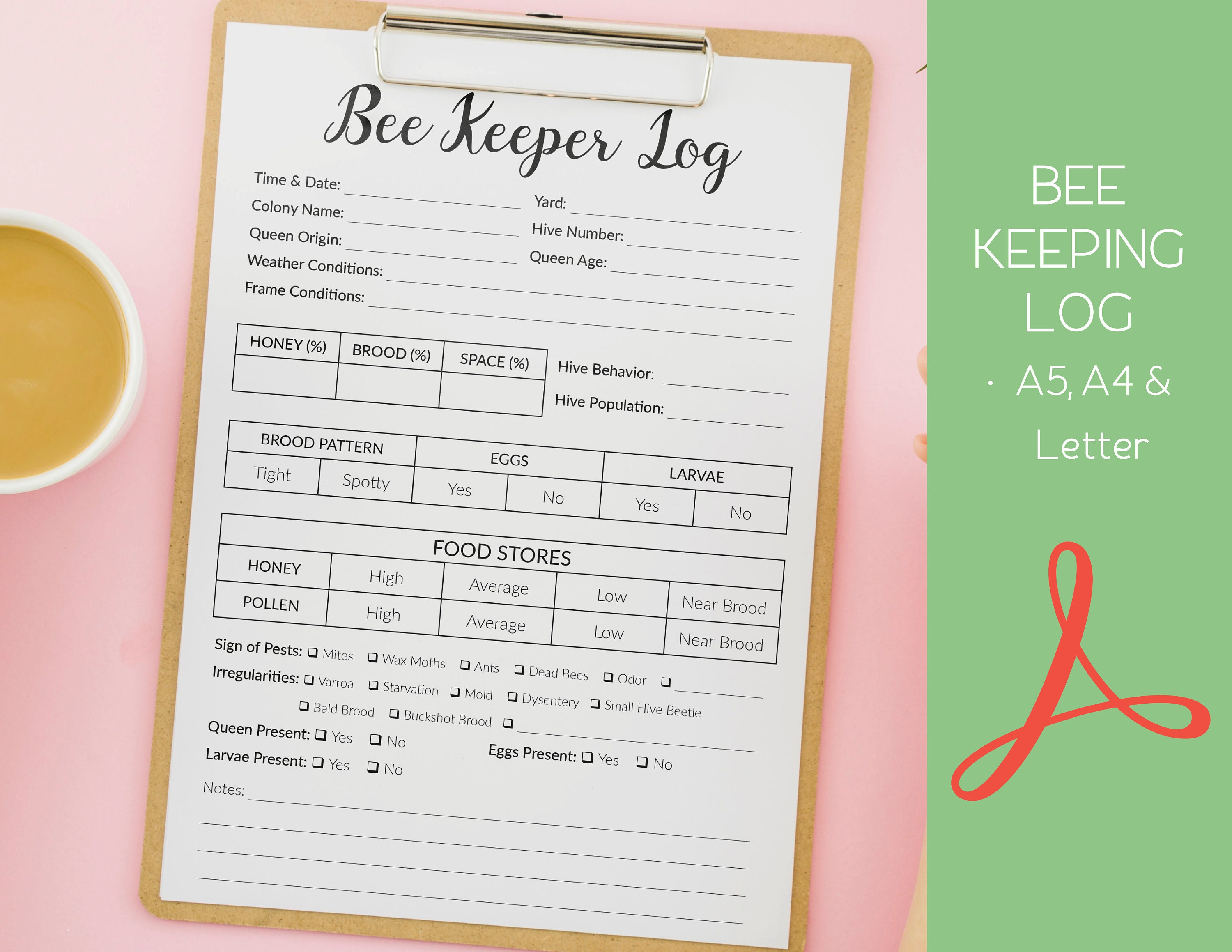 Beekeeping Log Book Template Beekeeping Inspection Checklist | Etsy Beekeeping Log Book Template Beekeeping Inspection Checklist | Etsy
