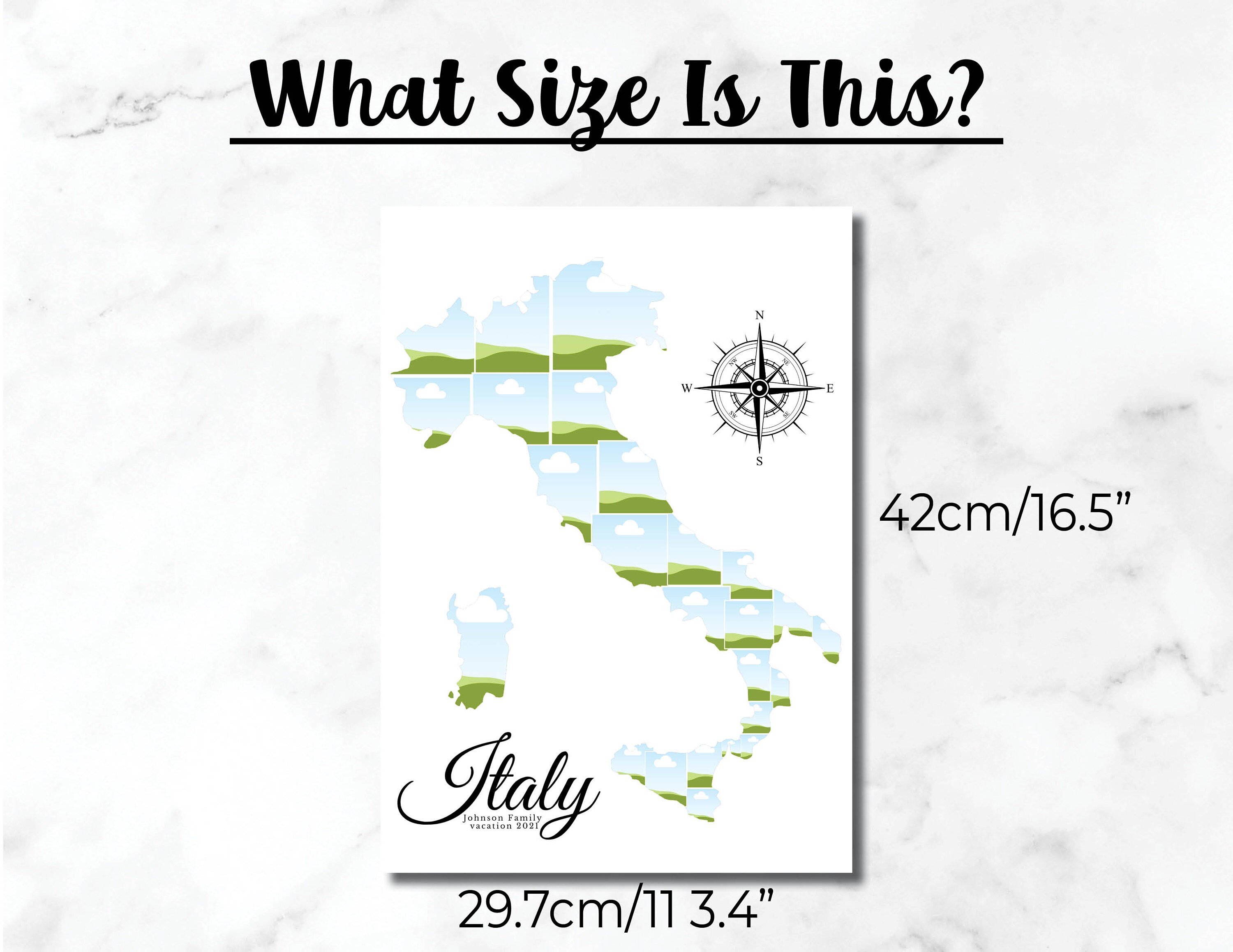 Italy Custom Photo Collage Map Gift Honeymoon Wedding Art, Italy ...