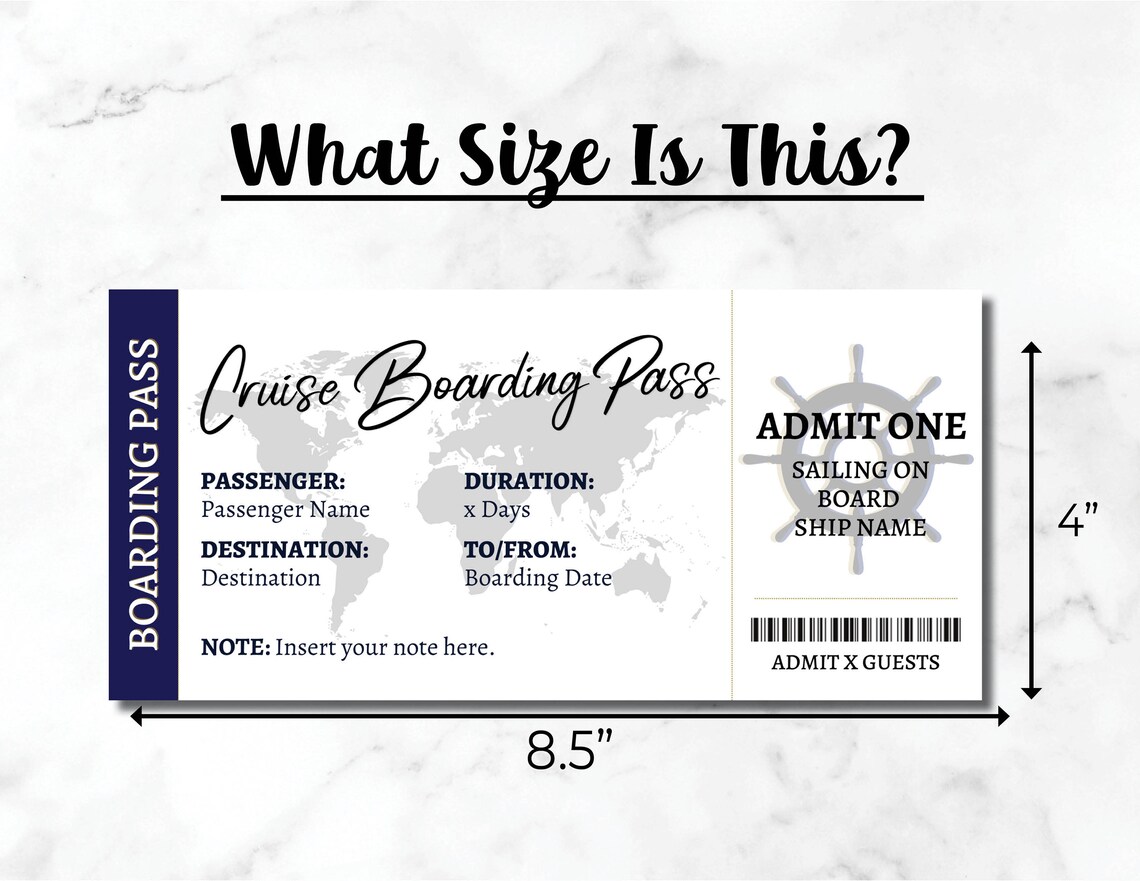 Editable Cruise Boarding Pass, Printable Cruise Ticket, Custom Cruise ...