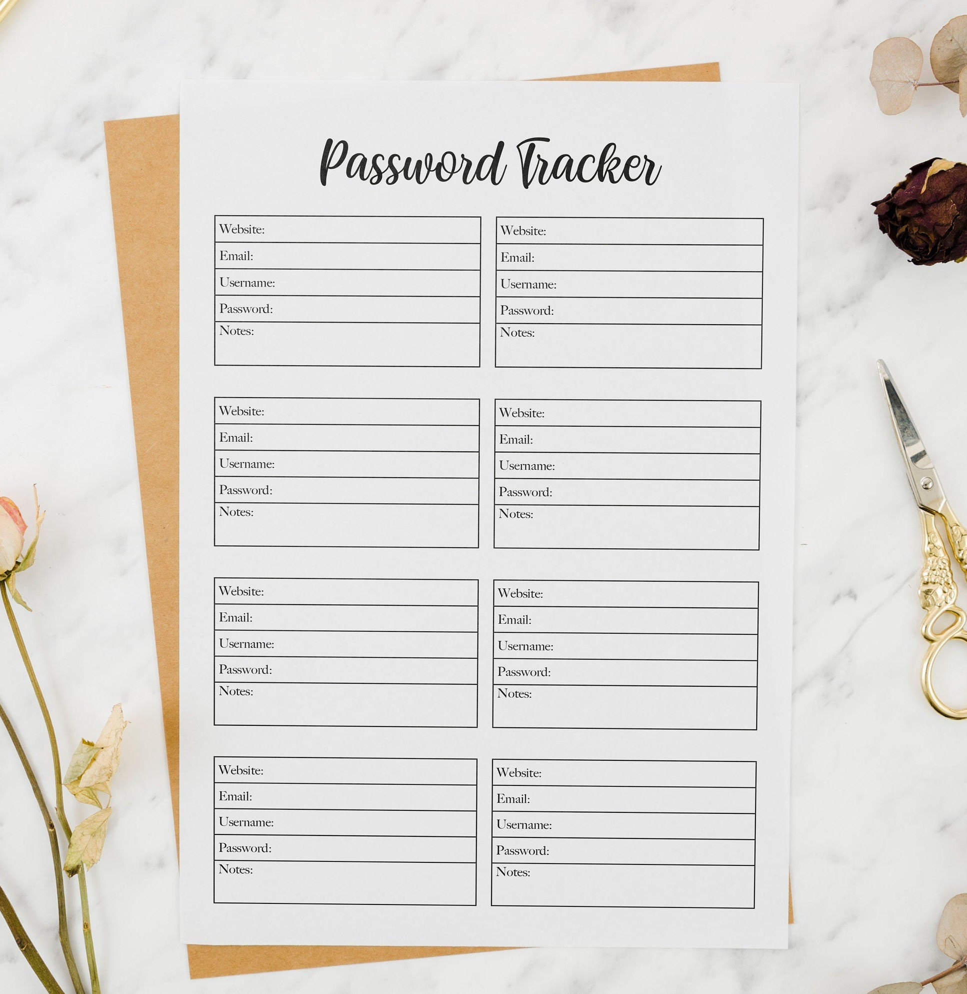 Editable Password Manager Template Log Tracker Planner | Etsy