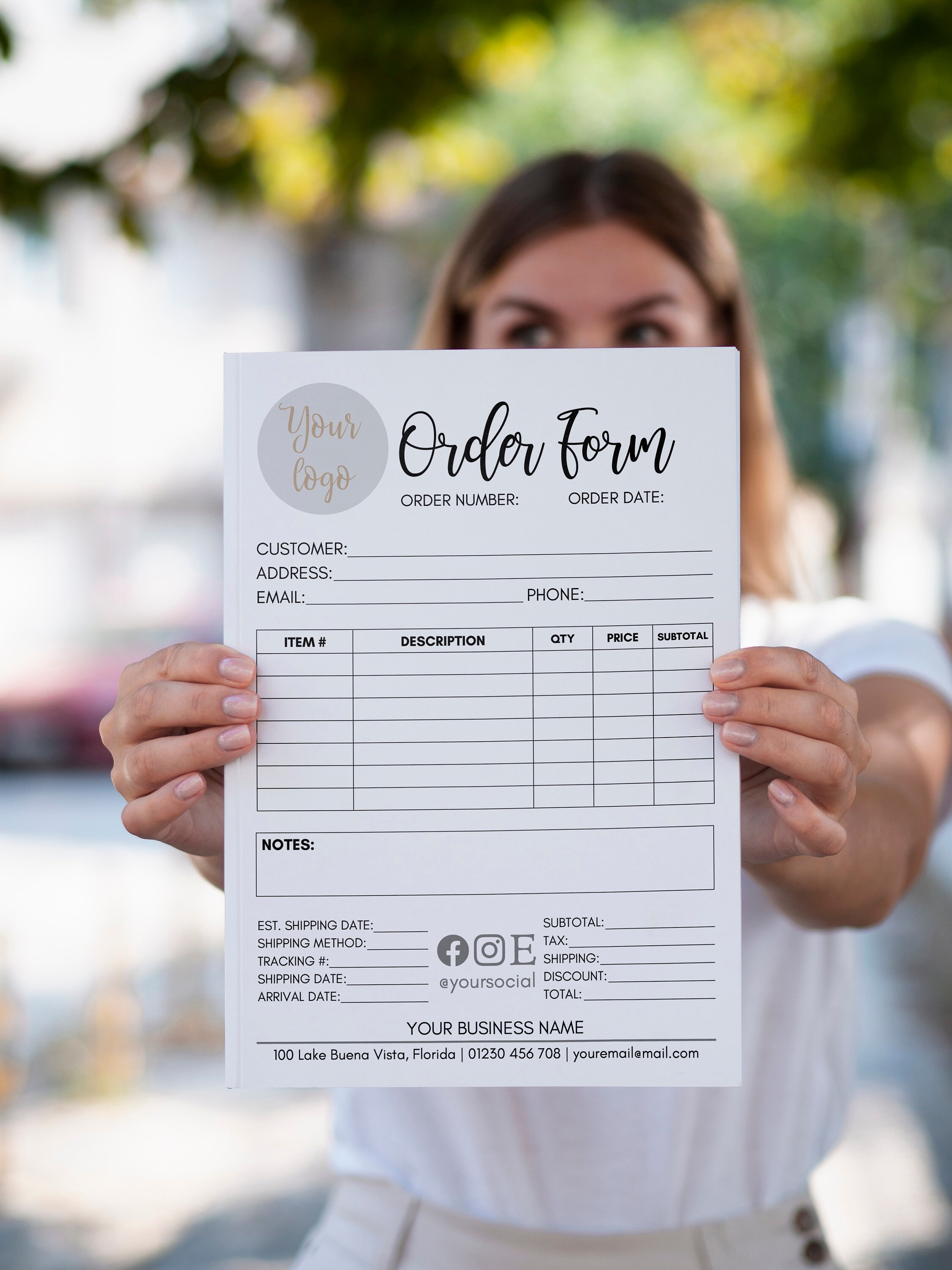 Editable Order Form Custom Template, Printable Purchase Order Form ...