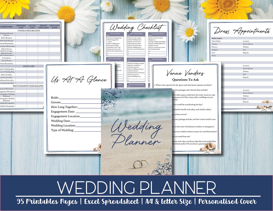 Beach Wedding Planner Checklist Binder & Organizer, Printable Beach ...