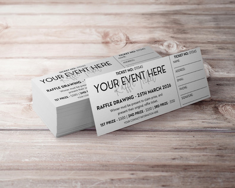 Editable Raffle Event Ticket Template, Custom DIY Surprise Raffle Event ...