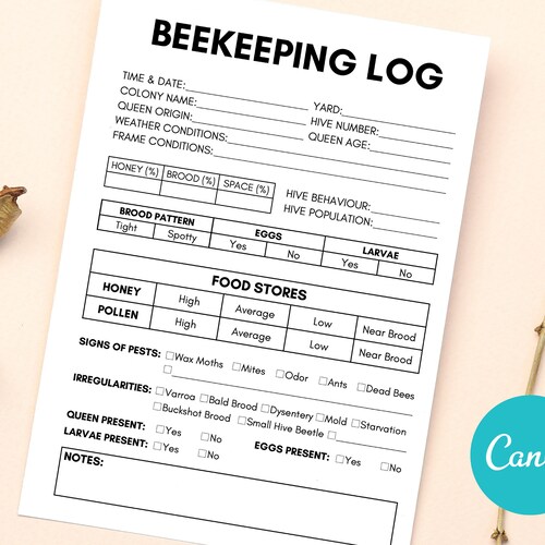 Beehive Inspection Journal Bee Keeping Logbook Beekeeping - Etsy