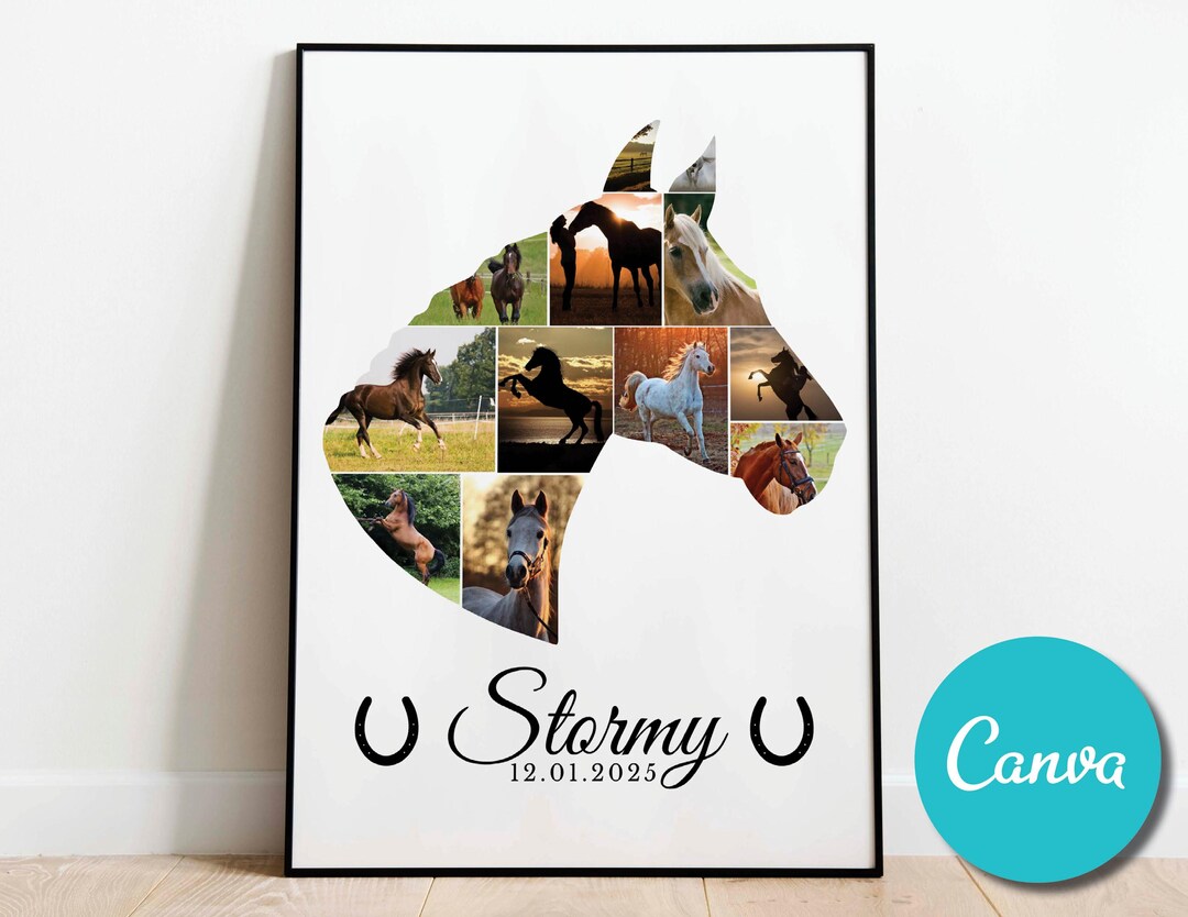Custom Horse Photo Collage Equestrian Gift Template, Horse Lover Owner ...
