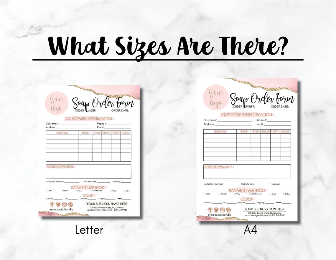 Pink Editable Soap Sales Craft Order Form Custom Template - Etsy