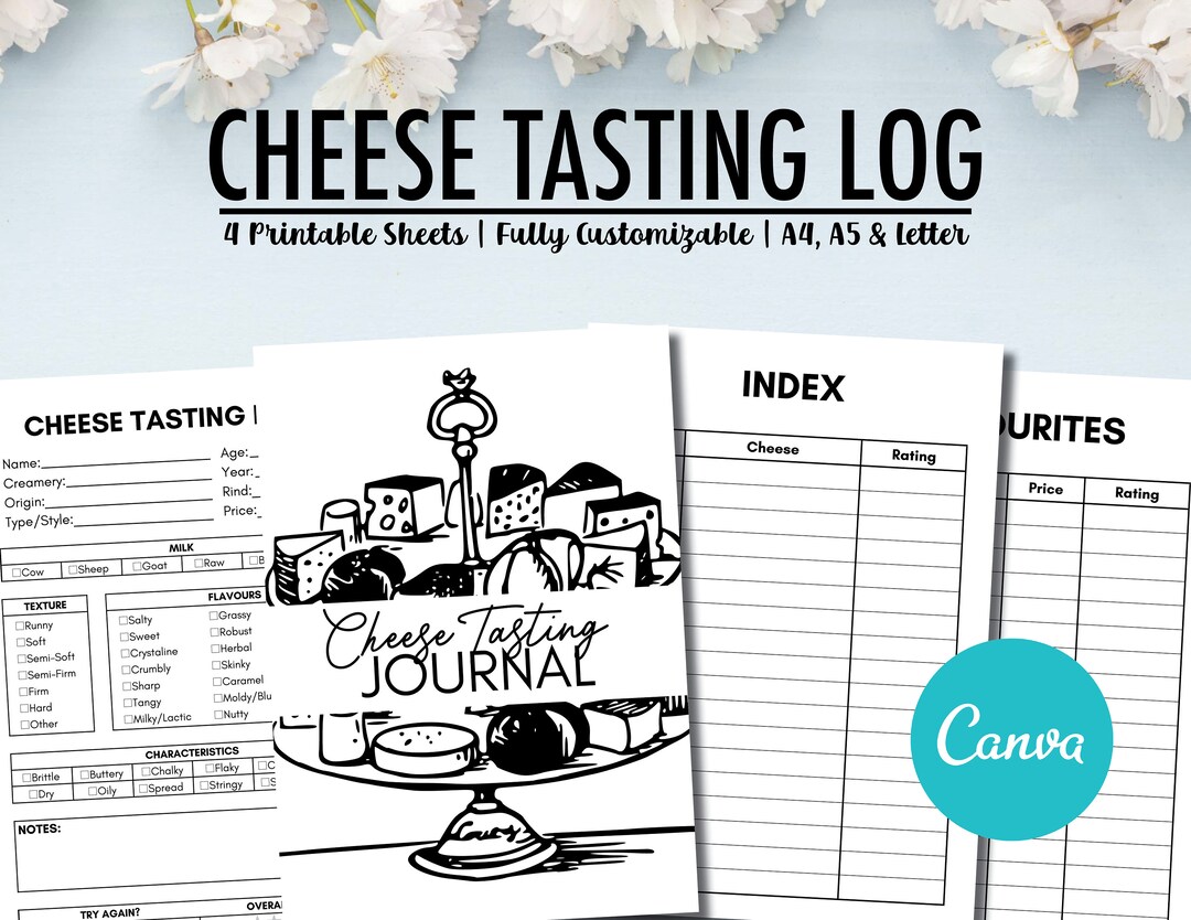 Cheese Lovers Tasting Journal Log Notebook Gift, Cheese Tasting Details ...