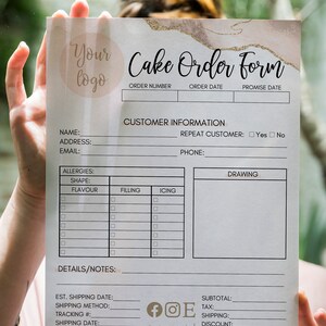Custom Gold Cake Order Form Editable Custom Bakery Order - Etsy UK