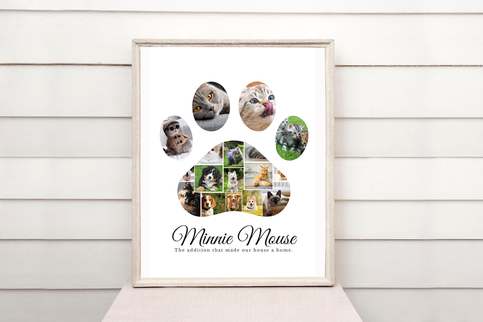 Custom Paw Print Cat Dog Pet Photo Collage Gift, Animal Lover Custom ...