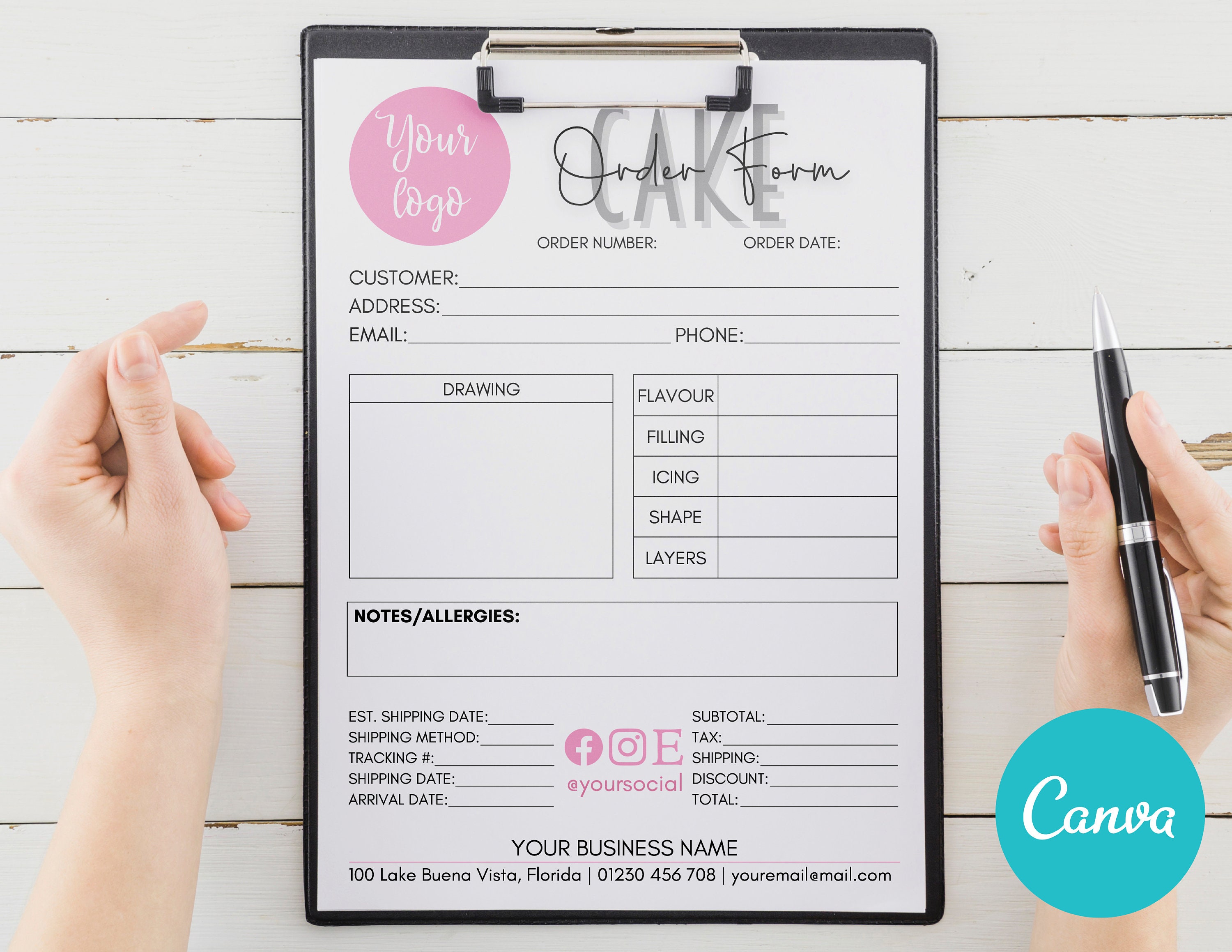 Custom Cake Order Form Editable Custom Bakery Order Form - Etsy