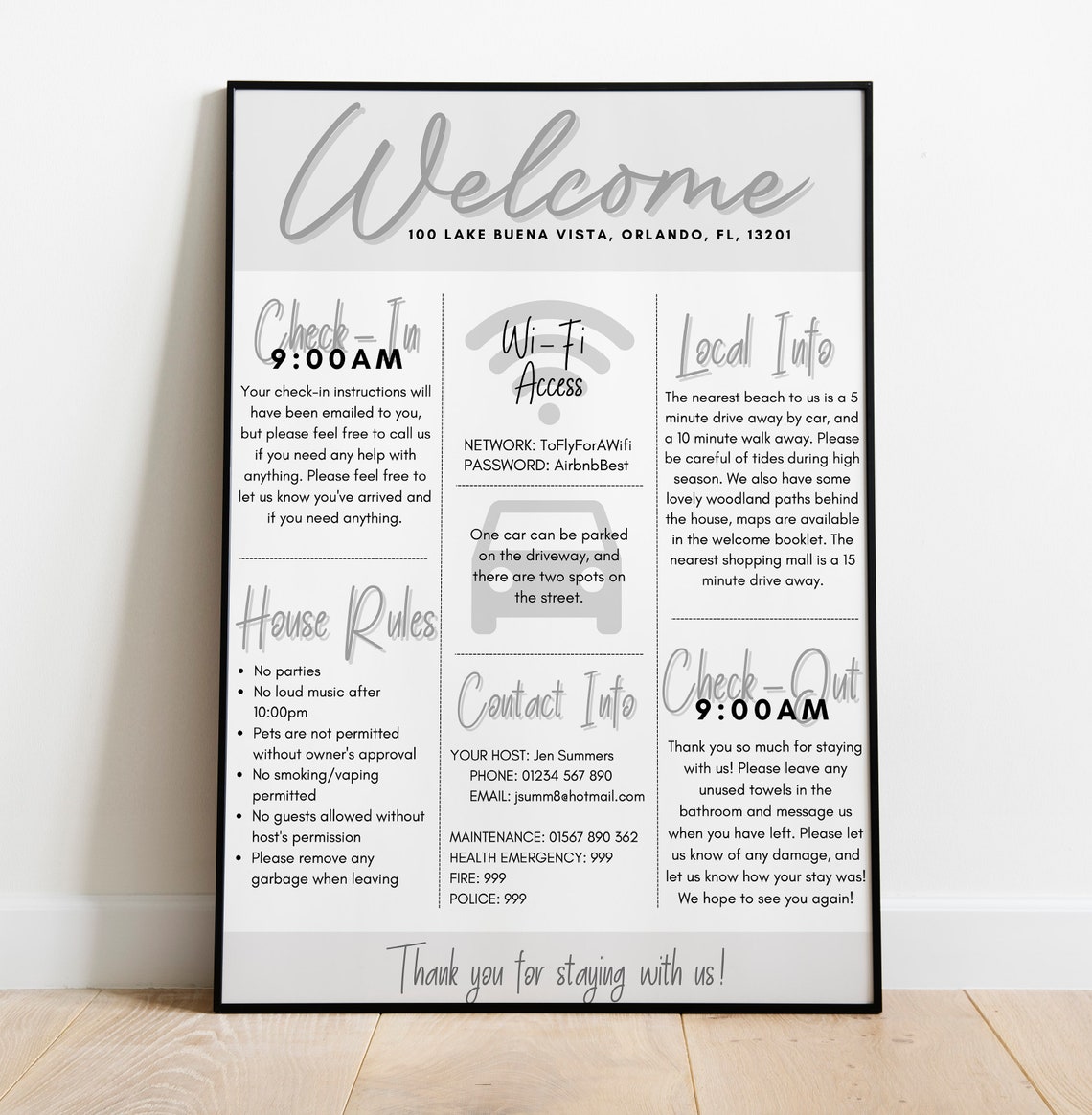 Airbnb Welcome Poster Template Sign Airbnb Poster Editable - Etsy
