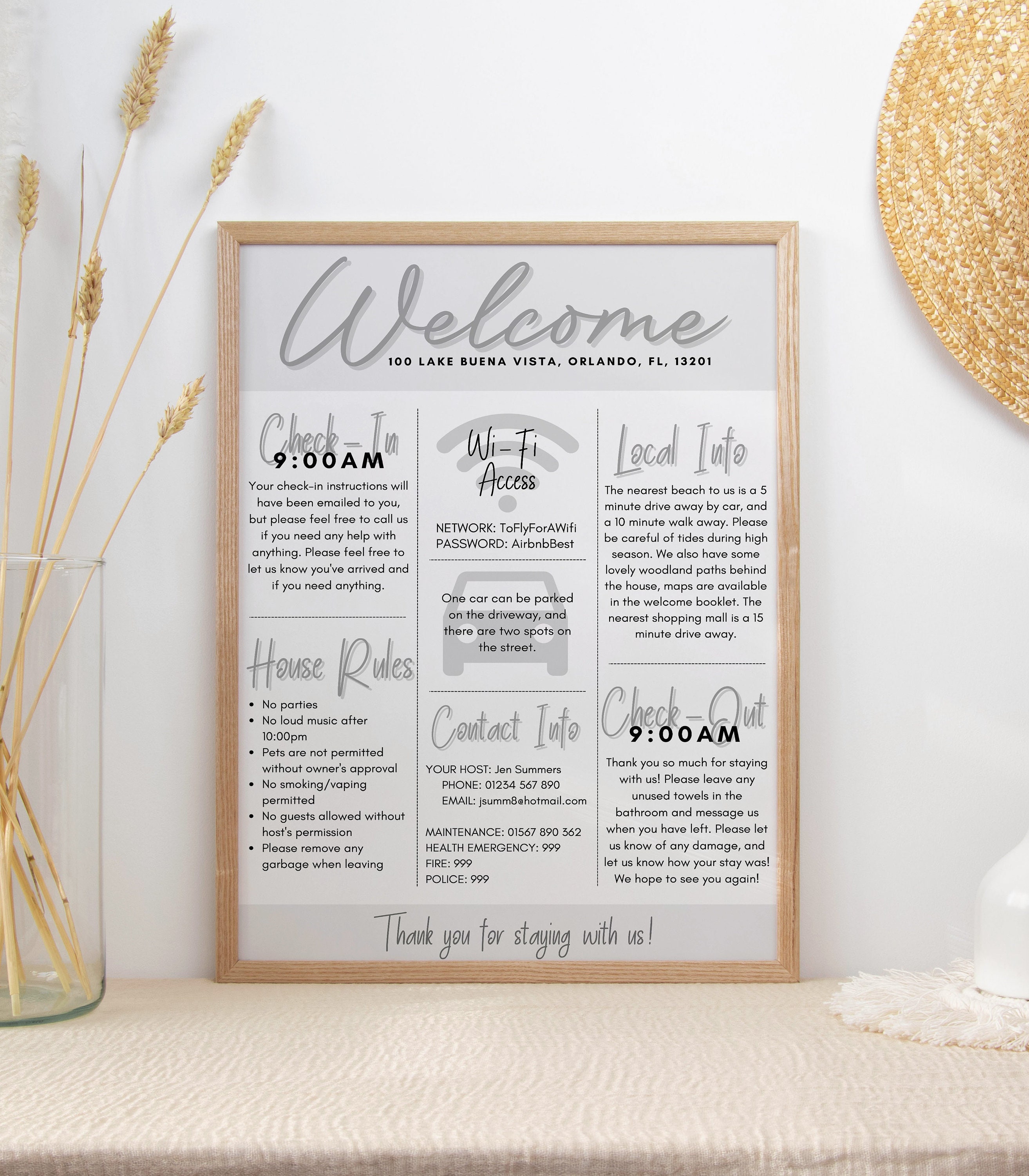 Airbnb Welcome Poster Template Sign Airbnb Poster Editable - Etsy UK