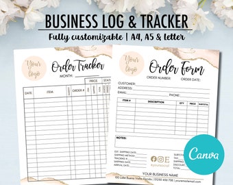 Editable Custom Order Form & Tracker Template Printable | Etsy