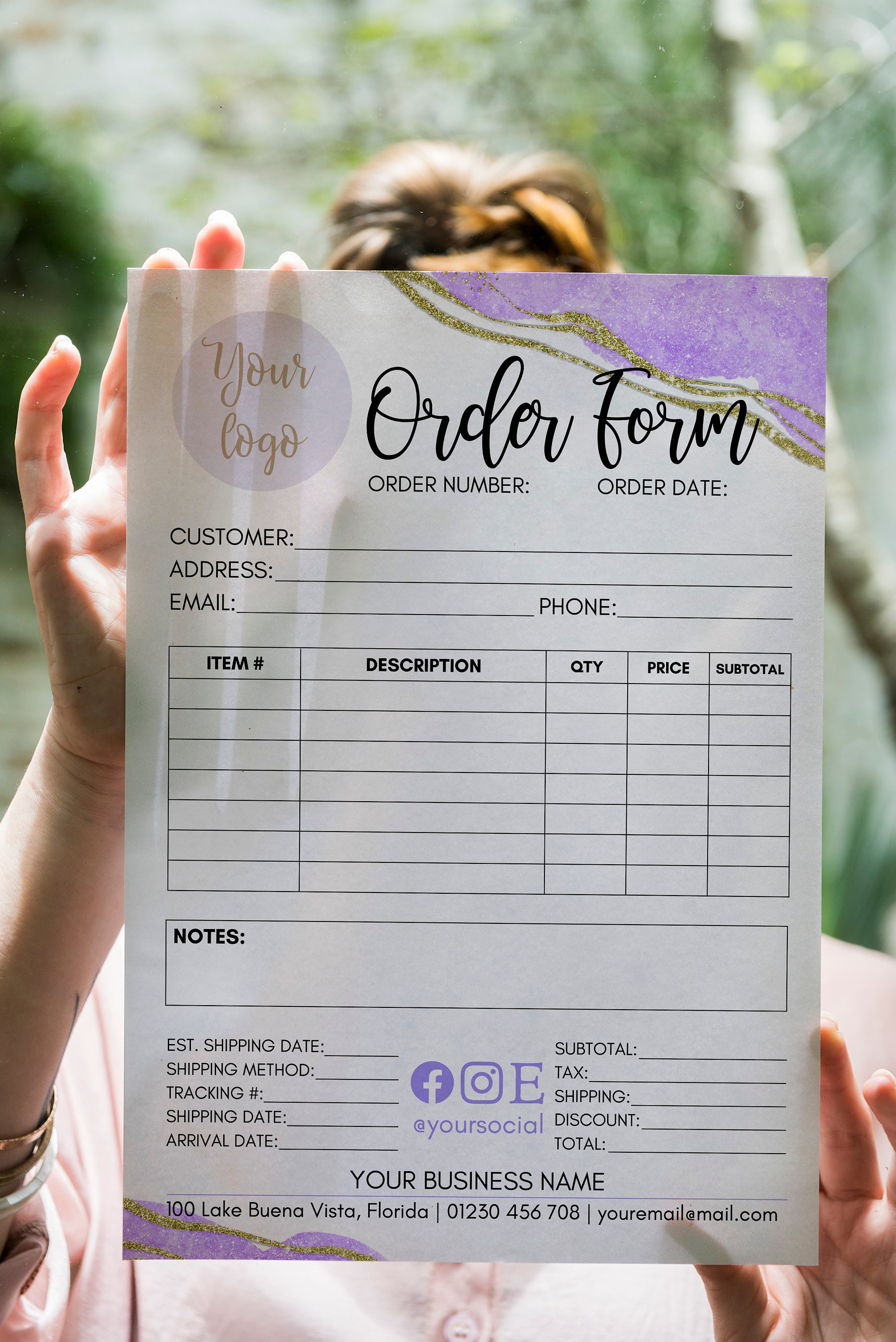 Editable Order Form Custom Template Printable Purchase Order - Etsy