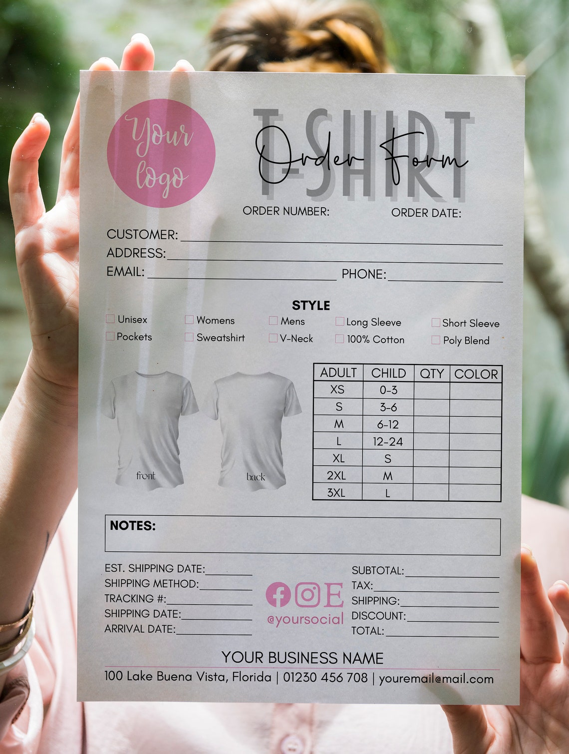 T-Shirt Order Form Editable Custom Tshirt Clothing Order | Etsy