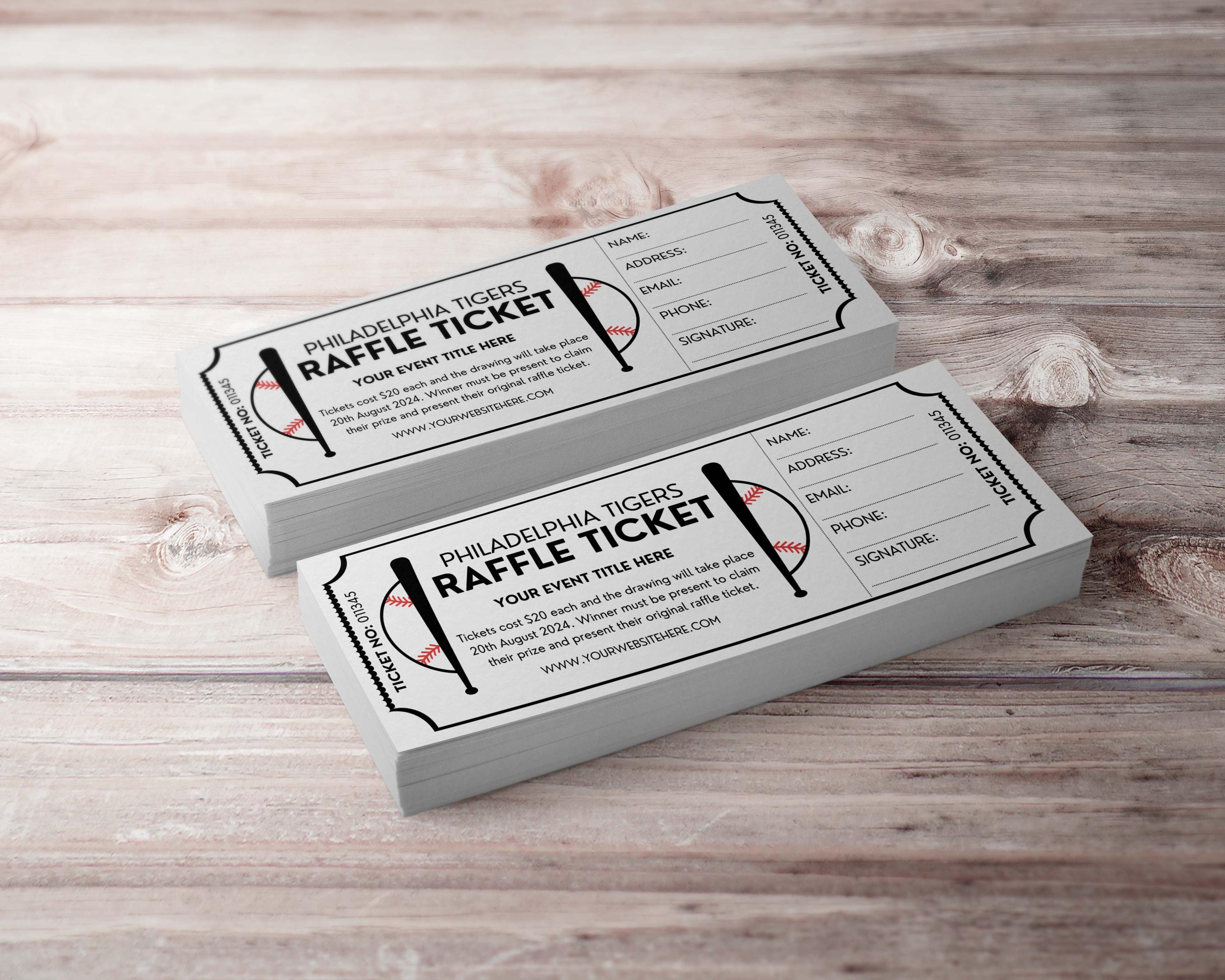 Editable Raffle Event Ticket Template, Sports Custom DIY Surprise ...