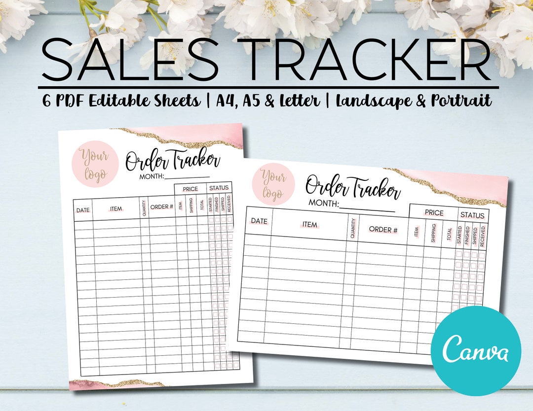 Business Sales Tracker Editable Order Log, Online Order Tracker ...