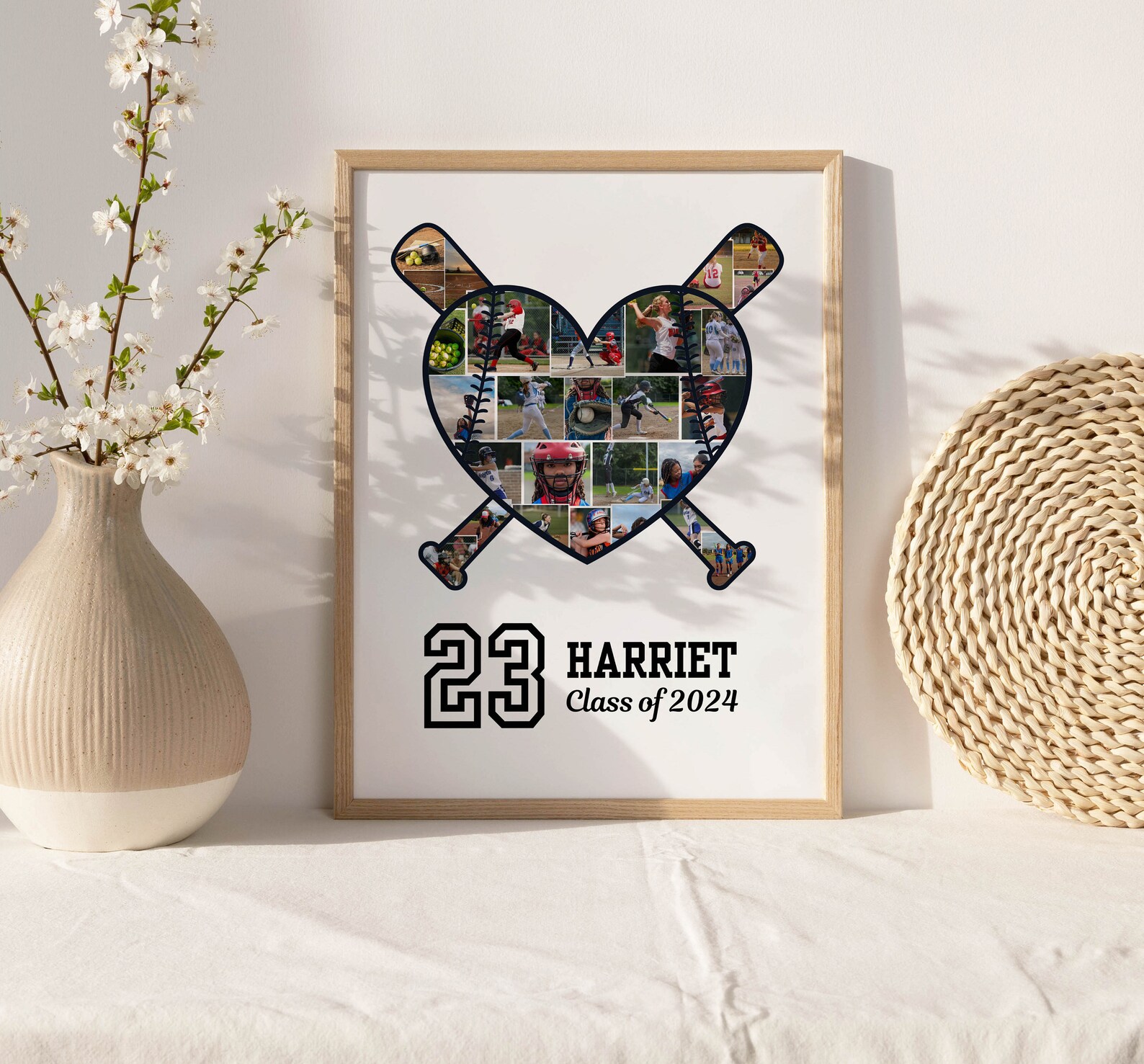 Custom Softball Sport Photo Collage Player Senior Poster Gift for Coach ...