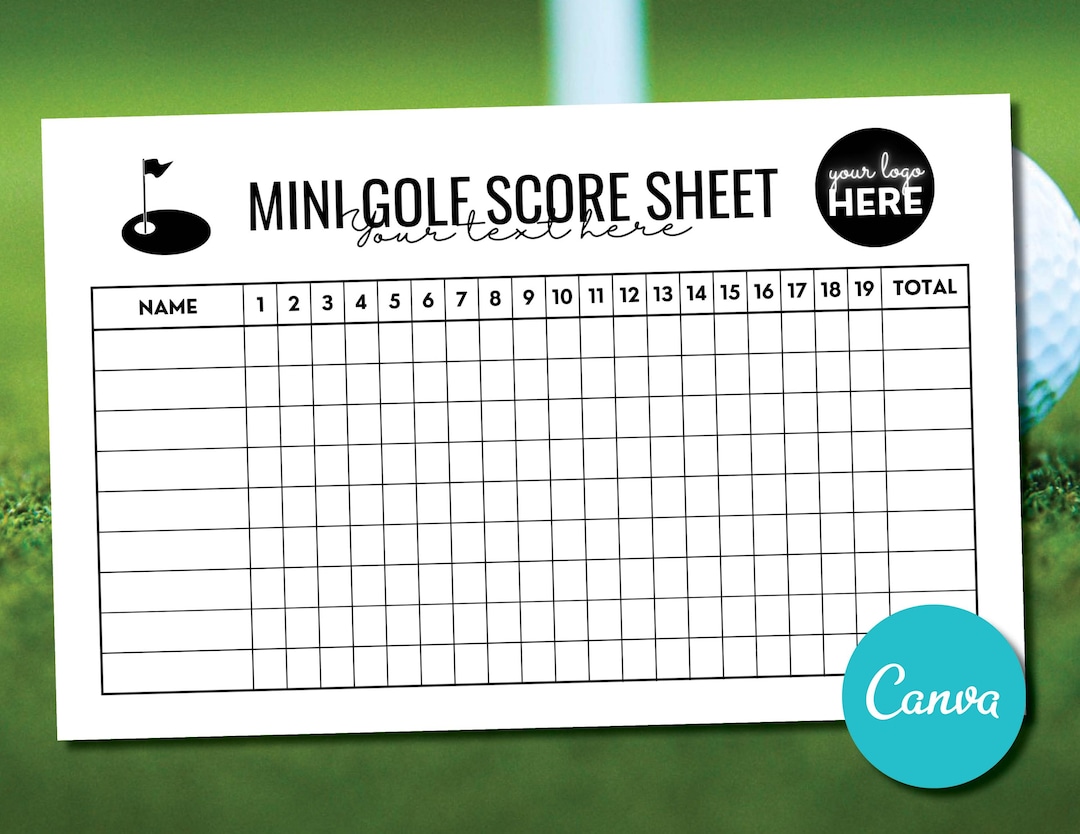 Mini Golf Score Card Sheet Template, Putt Putt Editable Scoresheet ...