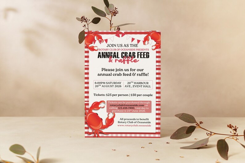 Crab Feed Invitation Editable Party Template Invite Flyer Raffle Ticket ...