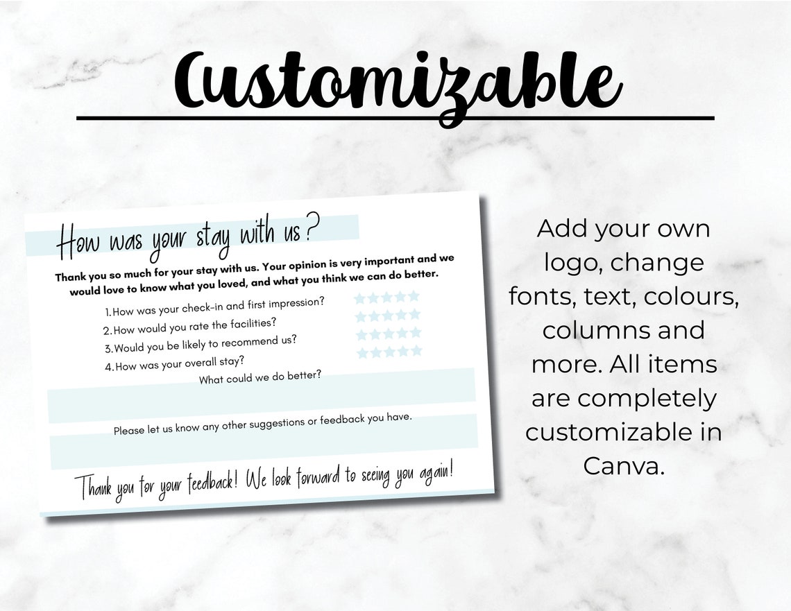 Guest Feedback Request Form Comment Card Template Airbnb - Etsy