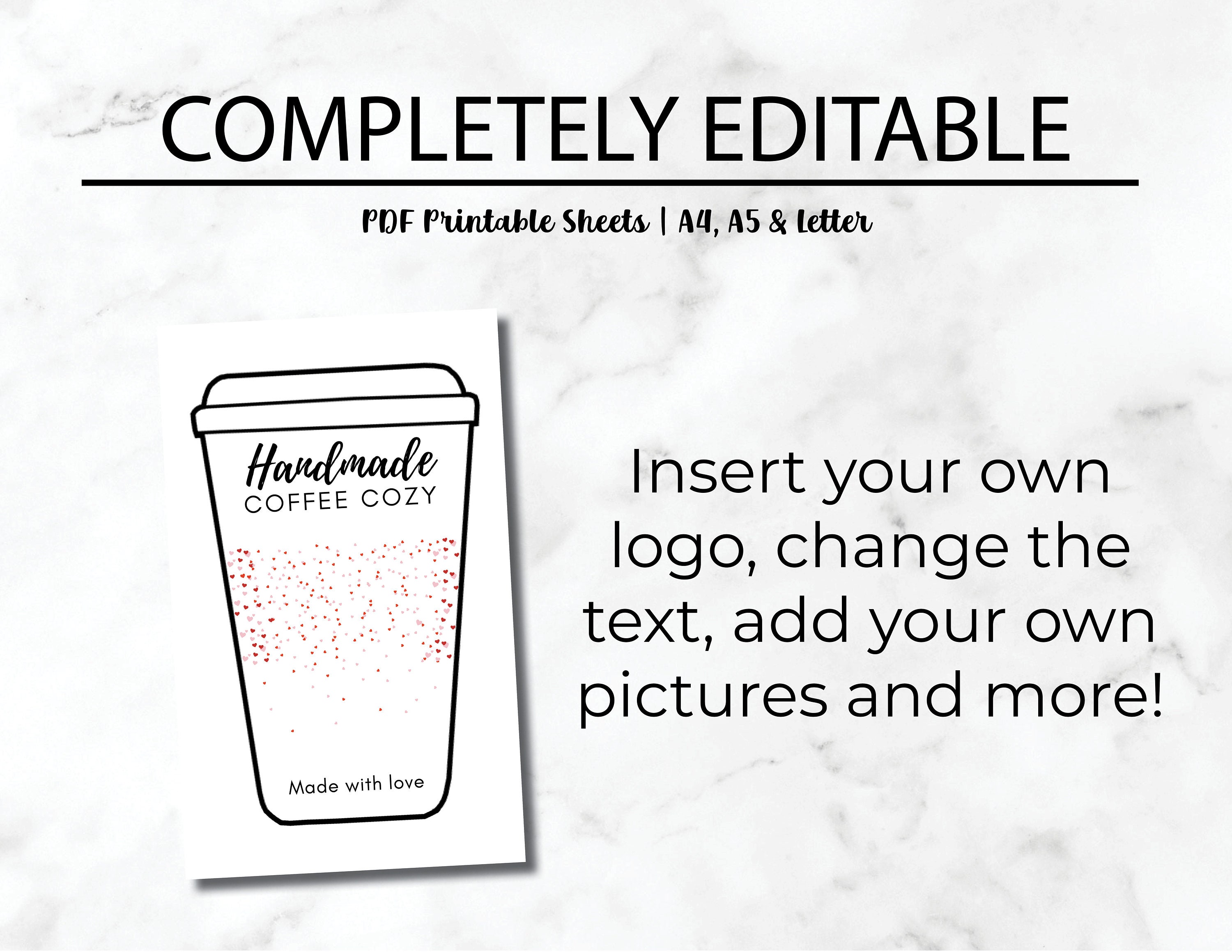 Coffee Cup Cozy Card Personalized Printable Display Coffee - Etsy