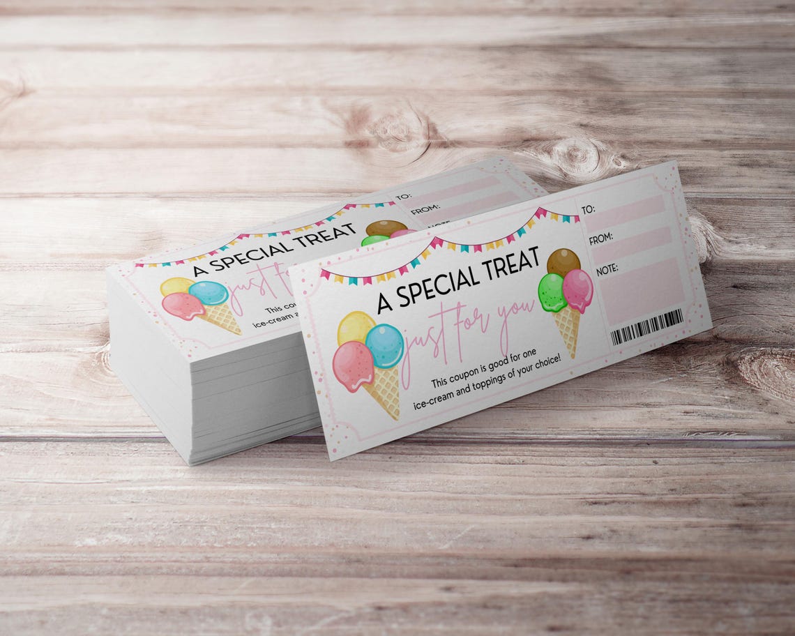 Ice Cream Ticket Template Voucher Coupon Token, Ice Cream Food Truck ...