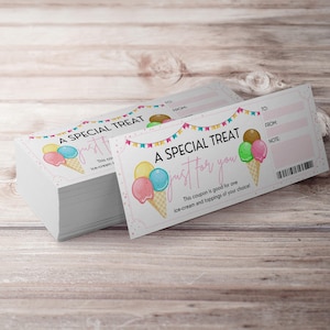 Ice Cream Ticket Template Voucher Coupon Token, Ice Cream Food Truck ...
