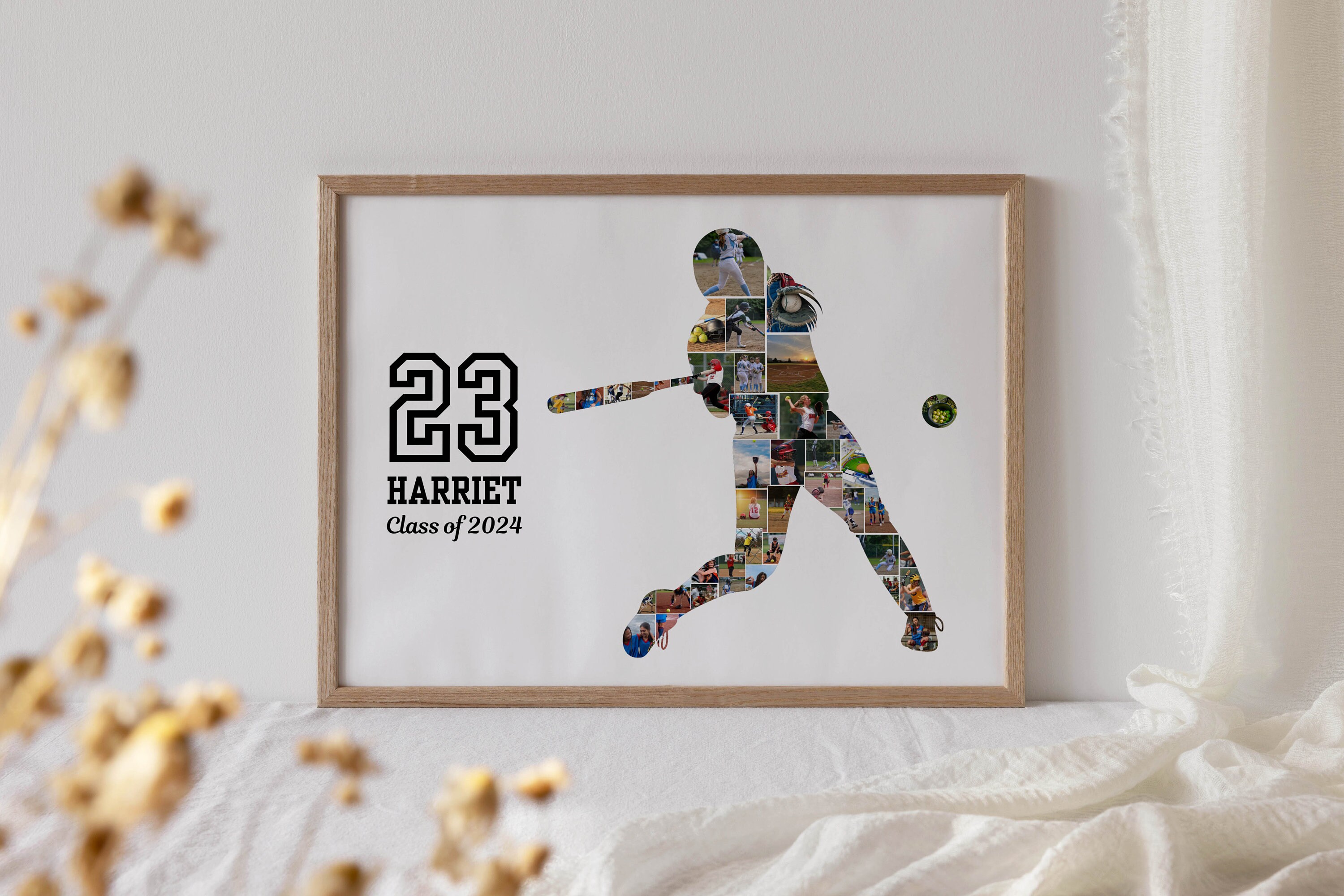Custom Softball Sport Photo Collage Player Senior Poster Gift for Coach ...