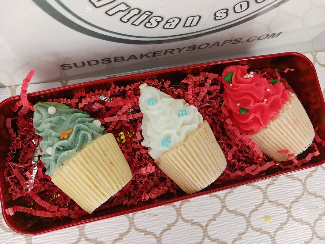 Christmas Cupcake Soap Tin Christmas T Secret Santa Office T Cupcake Soap Tin T Etsy