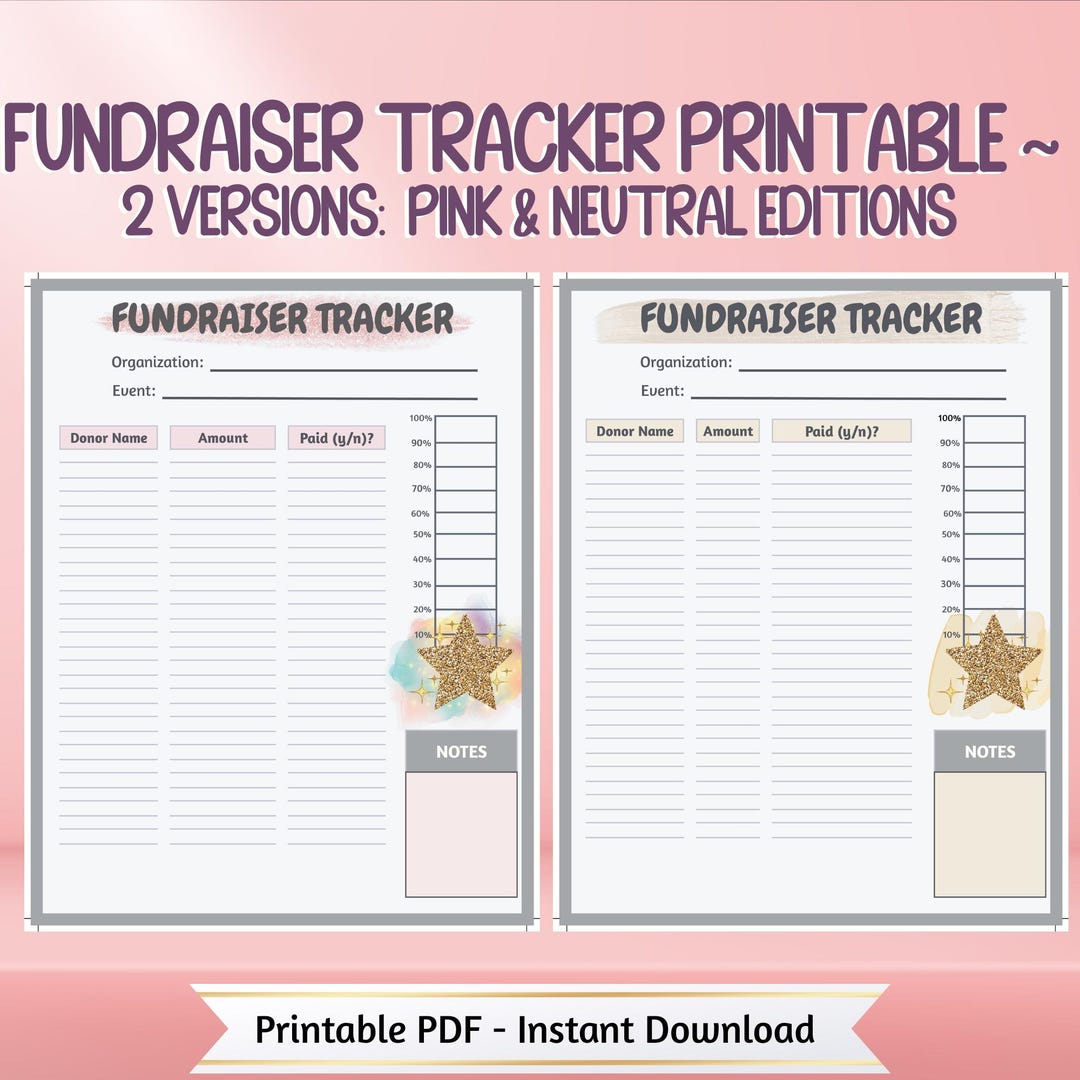Printable Fundraiser Tracker | Spendenlogbuch | Pink & Neutral ...