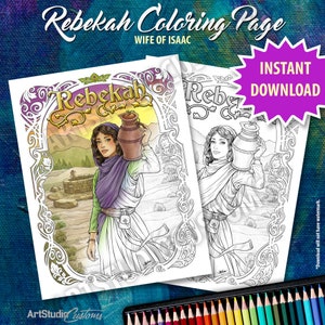 Printable Rebekah wife of Isaac Coloring Page, From the Old Testament ...