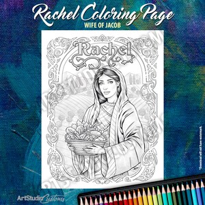 Printable Rachel Coloring Page, From the Old Testament, Hand Drawn ...
