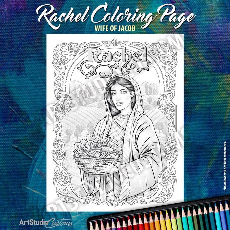 Printable Rachel Coloring Page, From the Old Testament, Hand Drawn ...