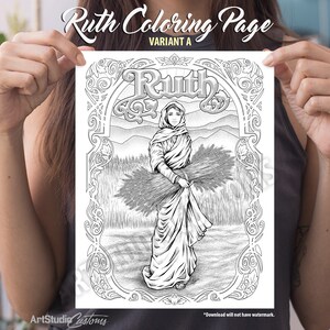 Printable Ruth Coloring Page, Variant A, Old Testament, Hand-drawn ...