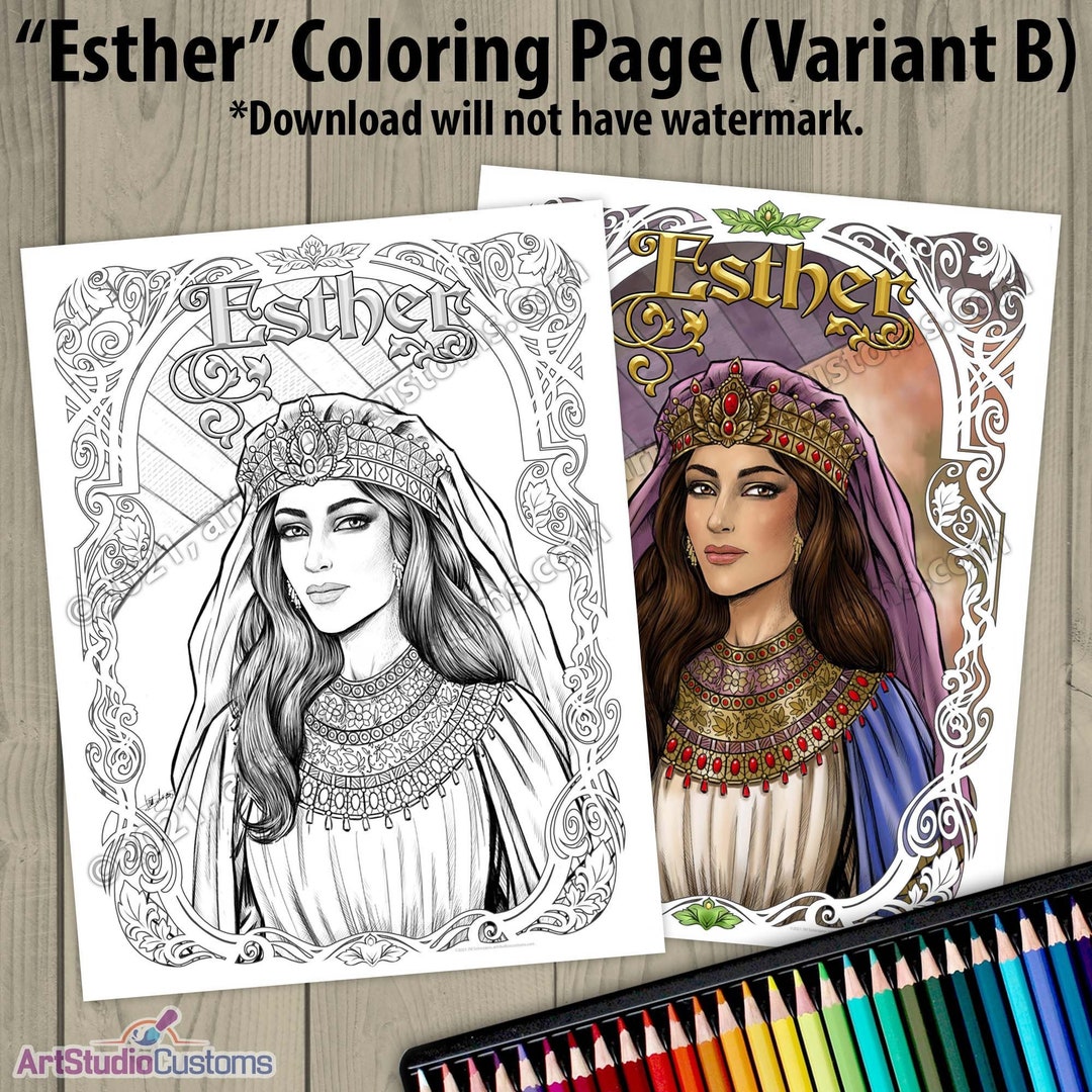 Printable Esther Coloring Page Variant B From the Old - Etsy