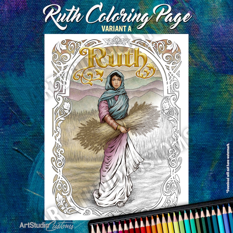 Hand-drawn Printable Ruth Coloring Page, Line Art (digital Download) - Etsy