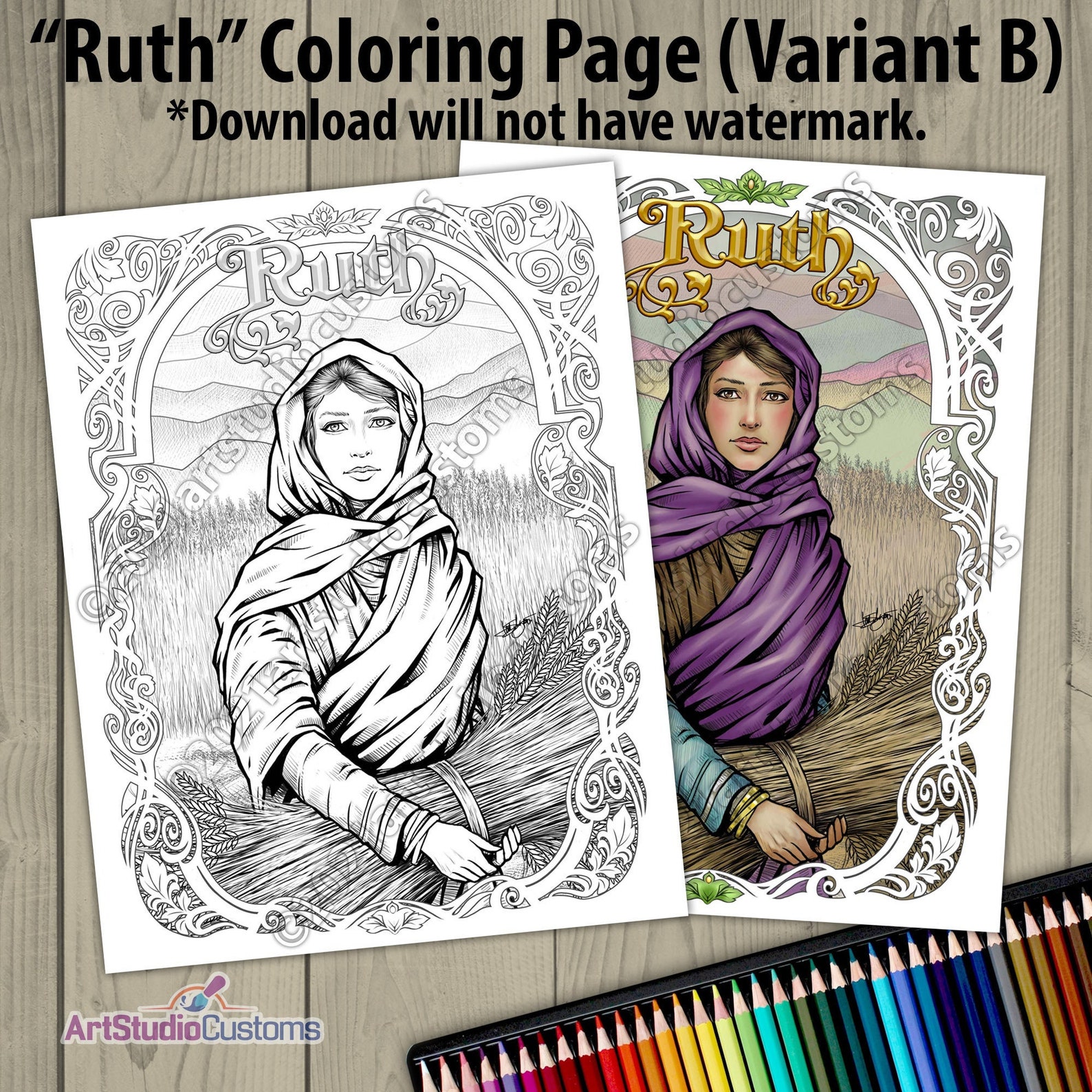 Printable Ruth Coloring Page Variant B From the Old - Etsy