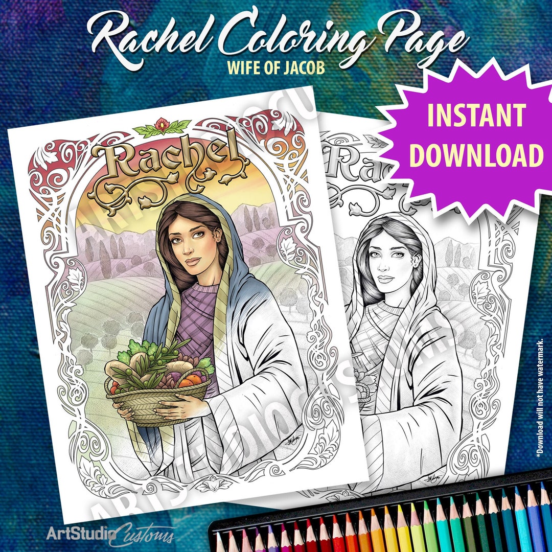 Printable Rachel Coloring Page, From the Old Testament, Hand Drawn ...