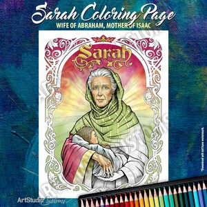 Printable Sarah Coloring Page, From the Old Testament, Hand-drawn ...
