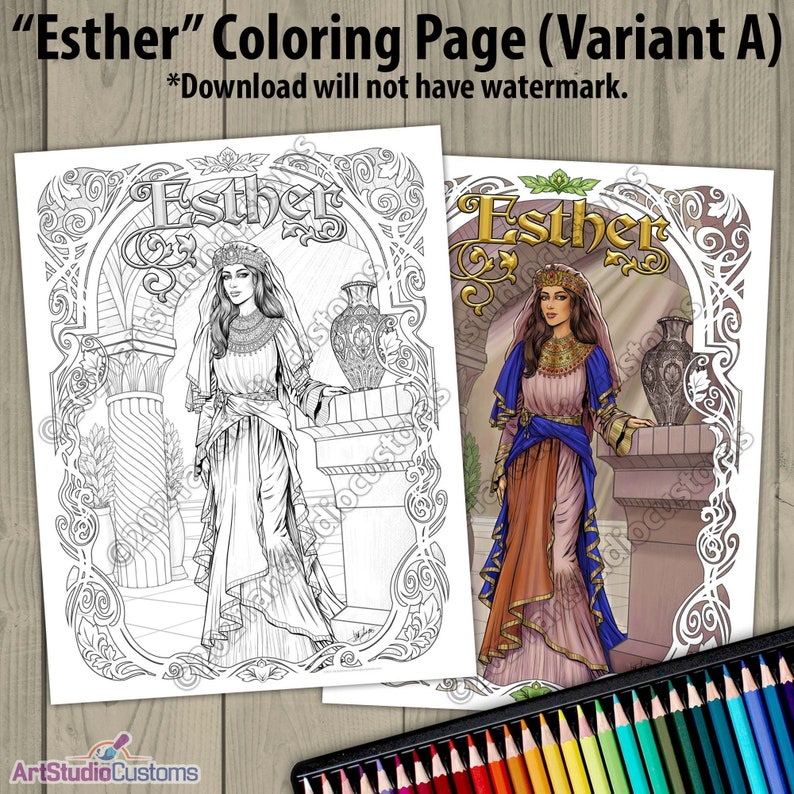 Printable Esther Coloring Page Variant A From the Old - Etsy