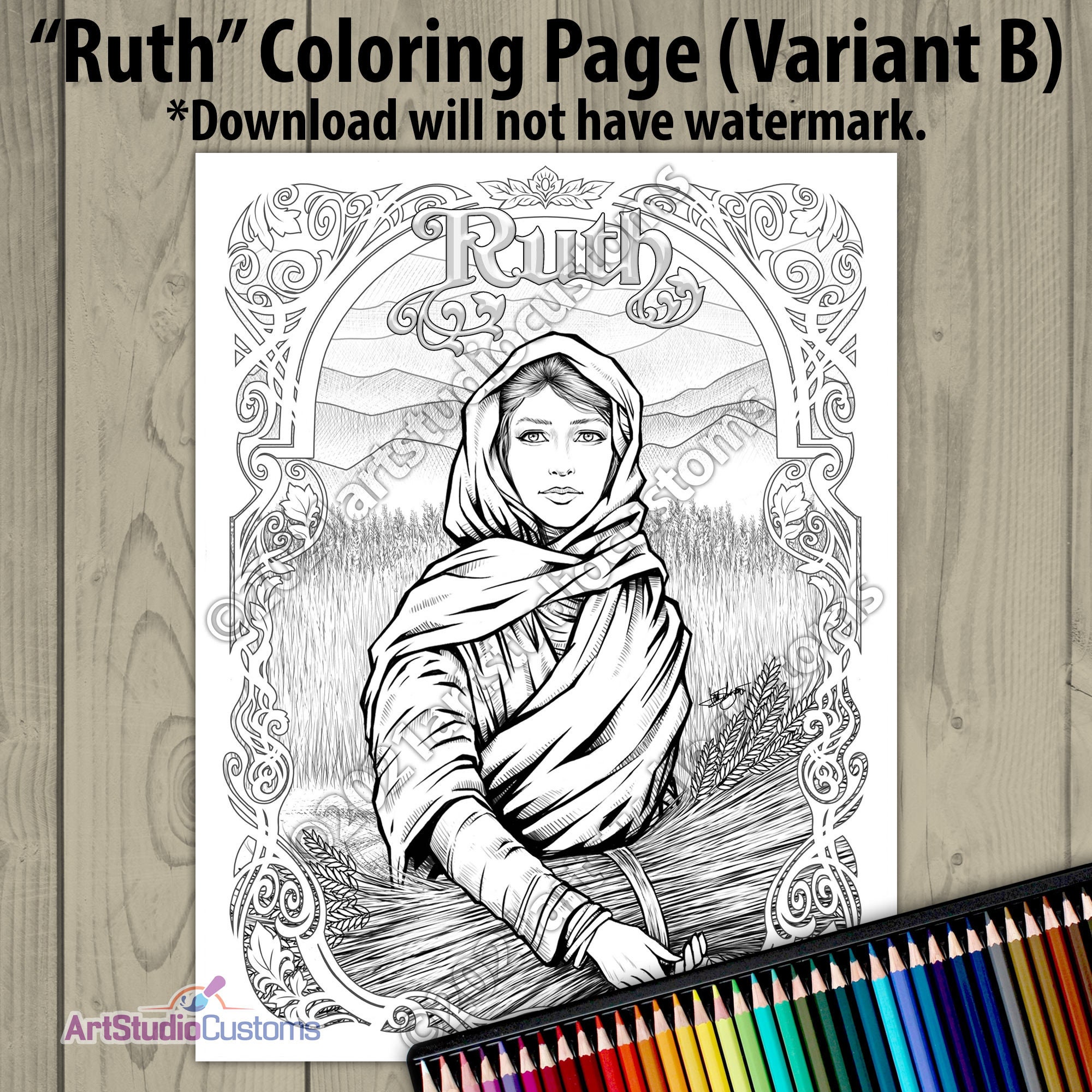 Printable Ruth Coloring Page Variant B From the Old - Etsy