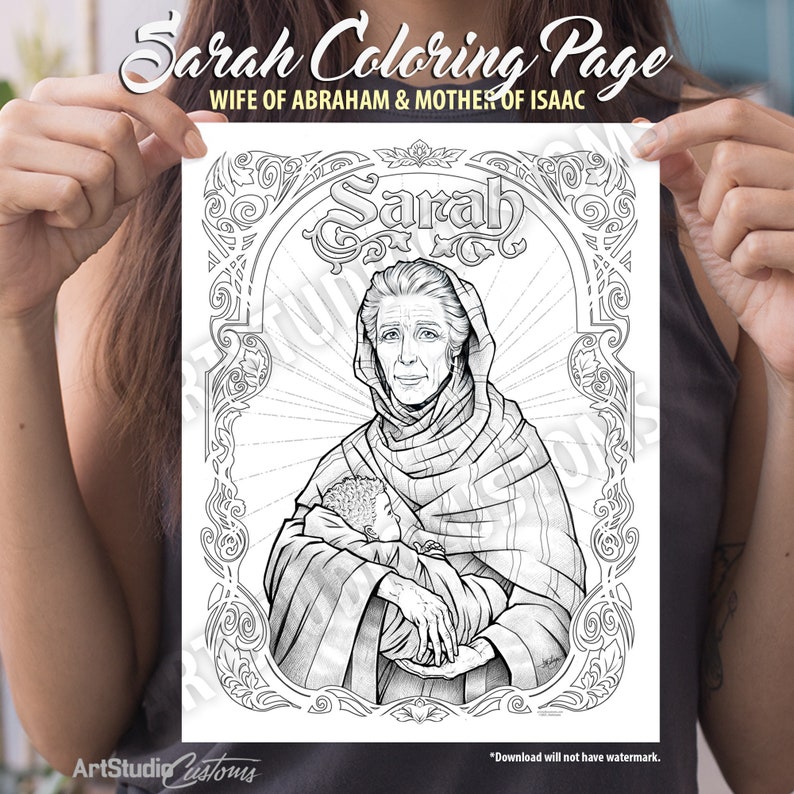 Printable Sarah Coloring Page, From the Old Testament, Hand-drawn ...