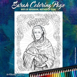 Printable Sarah Coloring Page, From the Old Testament, Hand-drawn ...