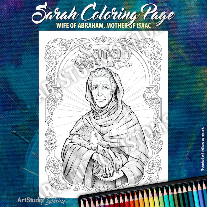 Printable Sarah Coloring Page, From the Old Testament, Hand-drawn ...