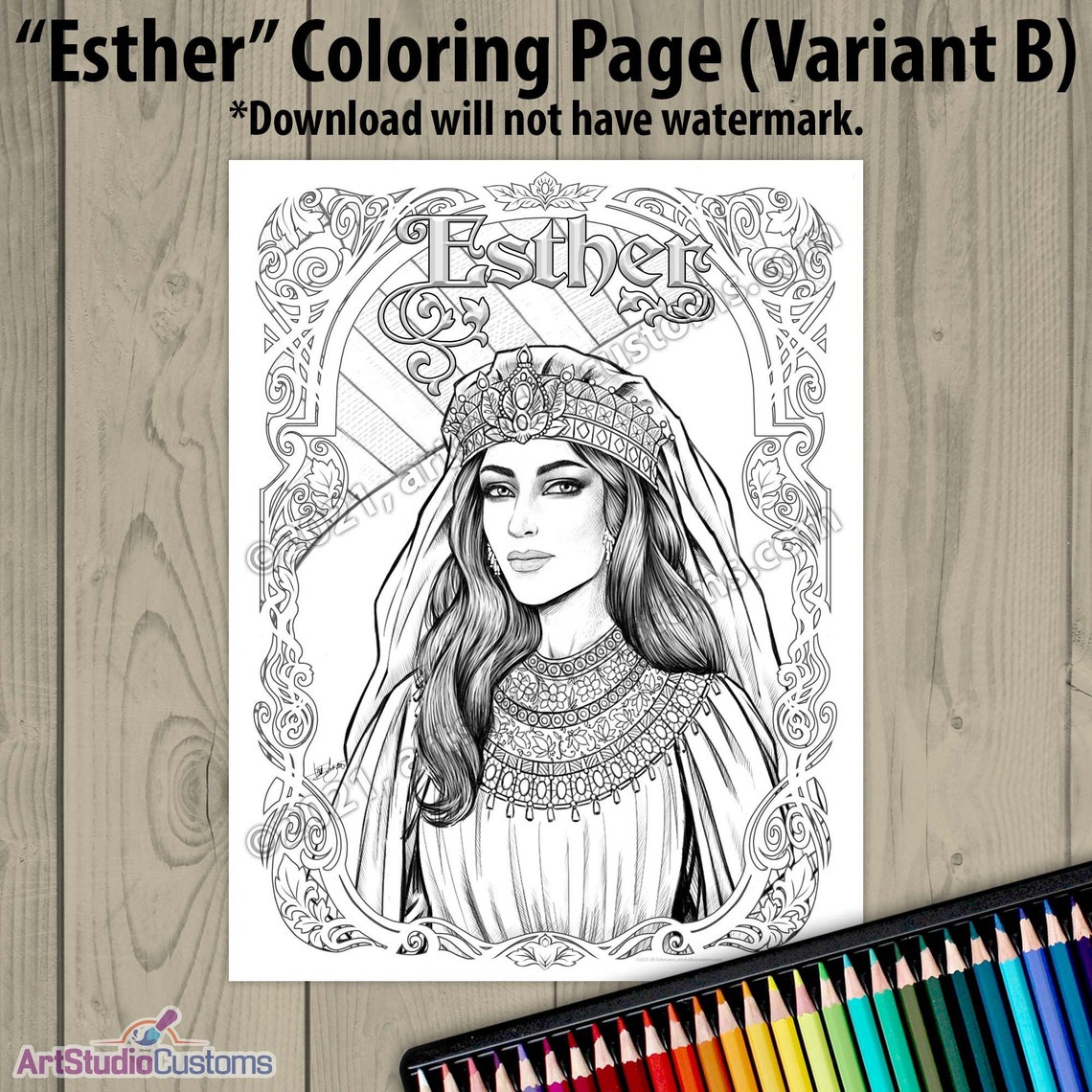 Printable Esther Coloring Page Variant B From the Old - Etsy