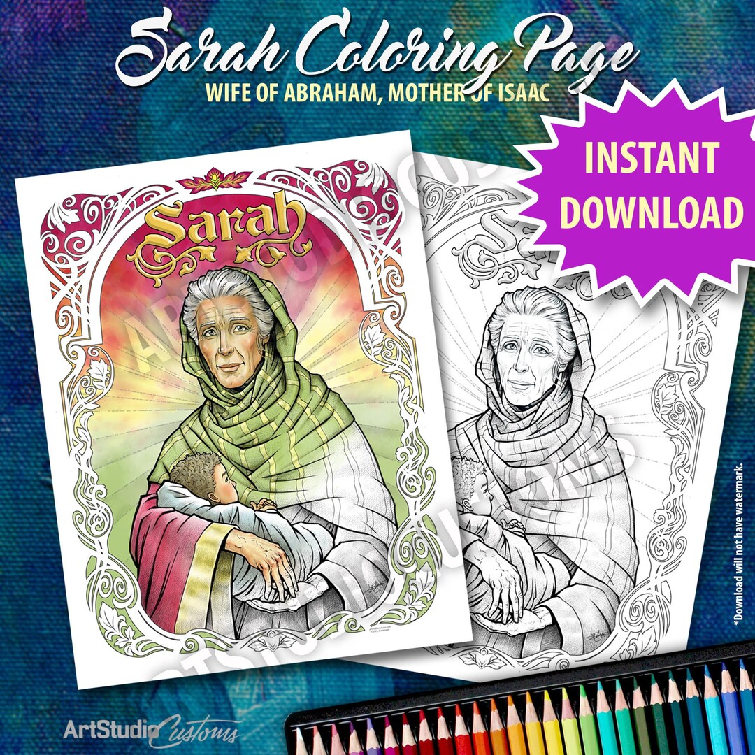 Printable Sarah Coloring Page, From the Old Testament, Hand-drawn ...