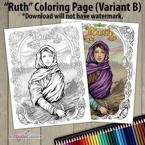 Printable Ruth Coloring Page Variant B From the Old - Etsy