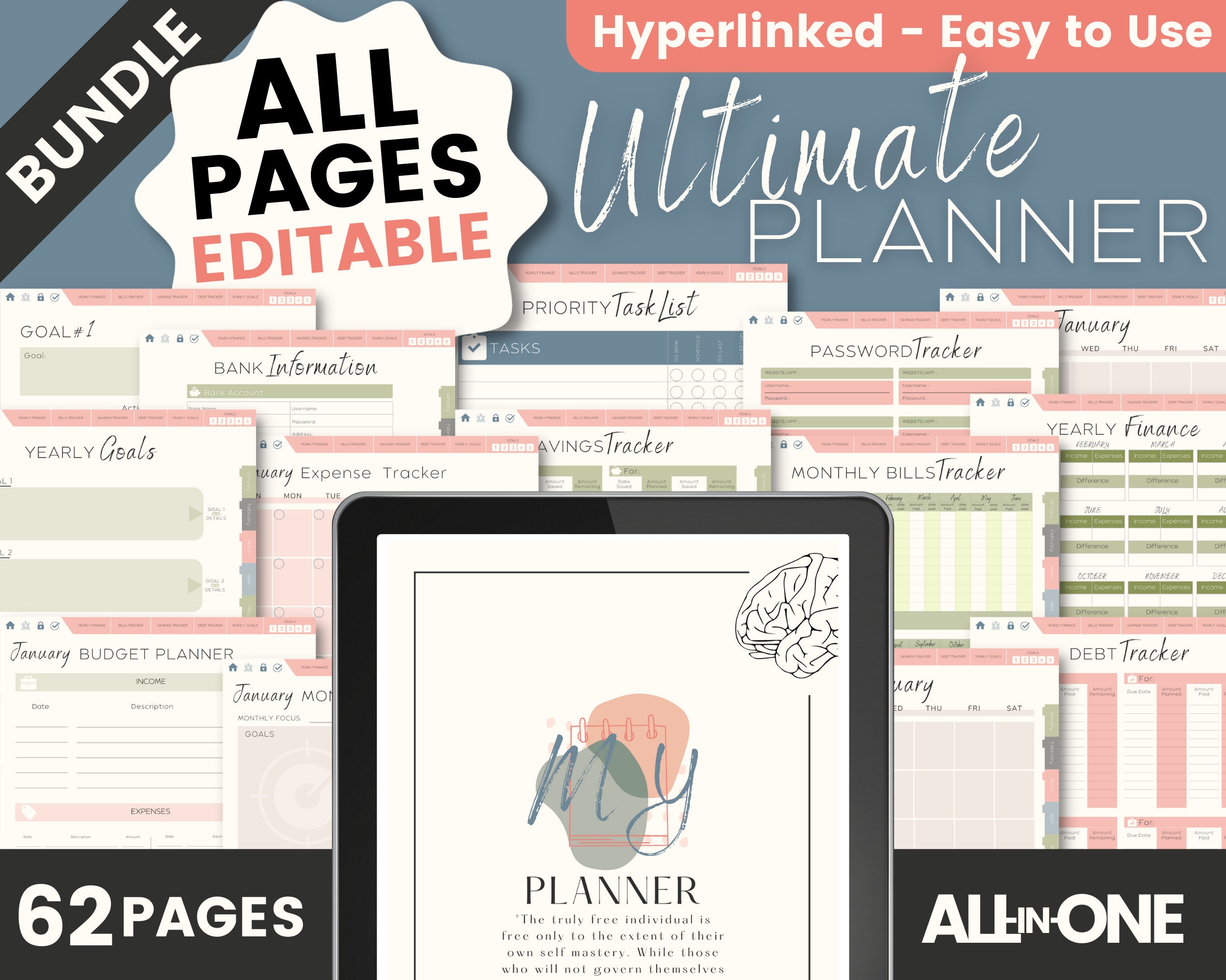 Ultimate Planner Bundle, Printable Planner, Budget Planner, Money ...