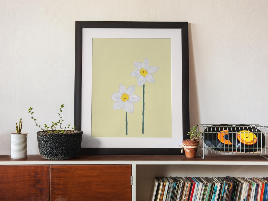 Delicate Daffodils Poster | Colorful Sketch Art | Flower Print | Home ...
